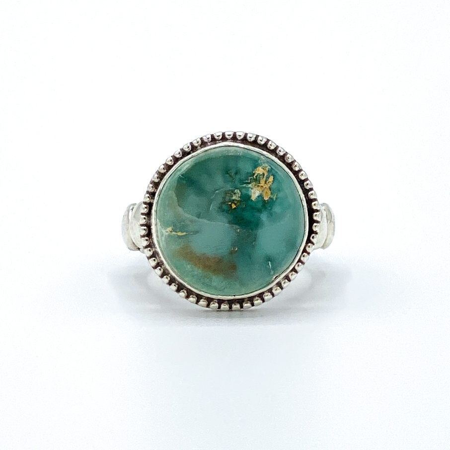 Natural Cerrillos Turquoise Ring | Silver Sun