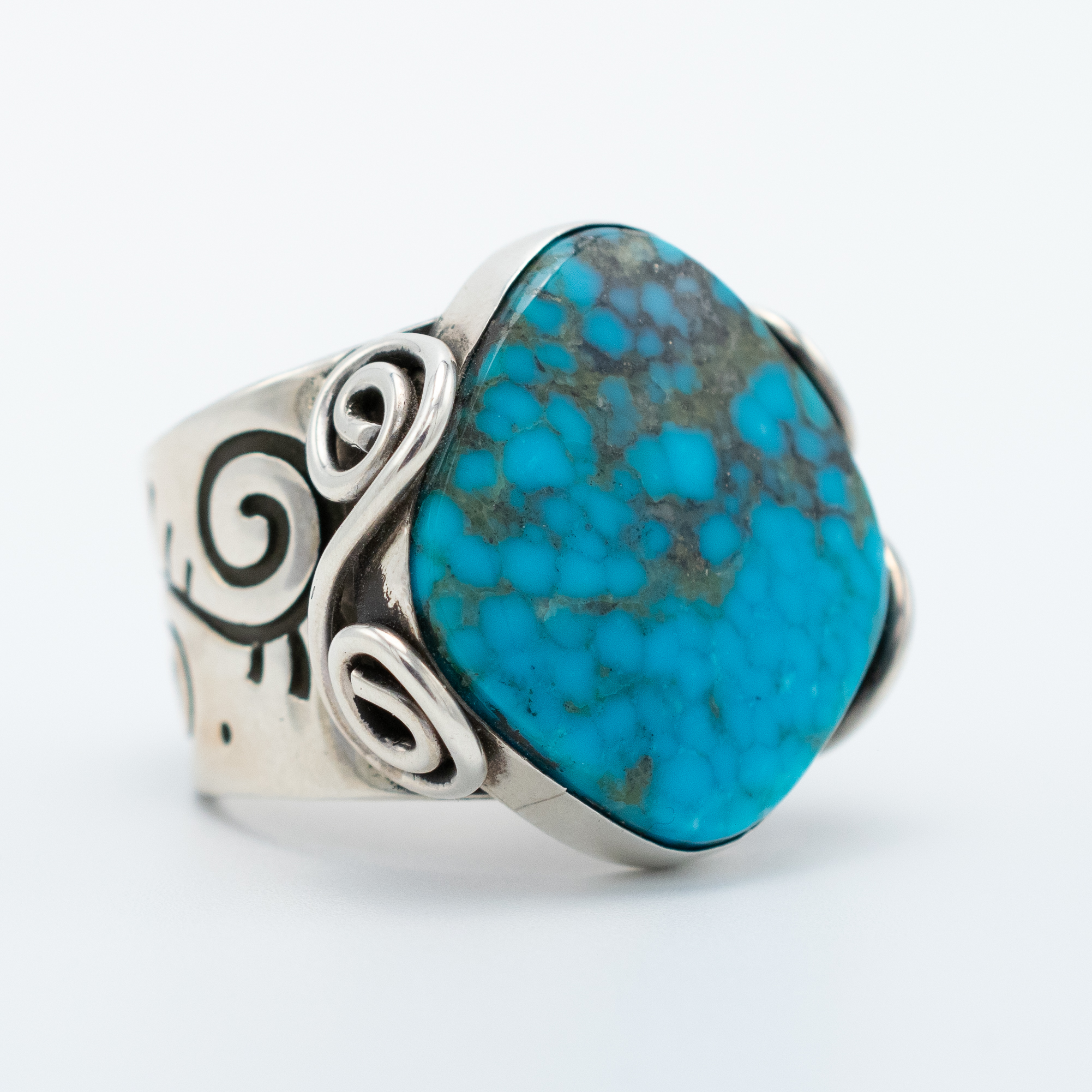 Natural Kingman Turquoise Ring | Silver Sun