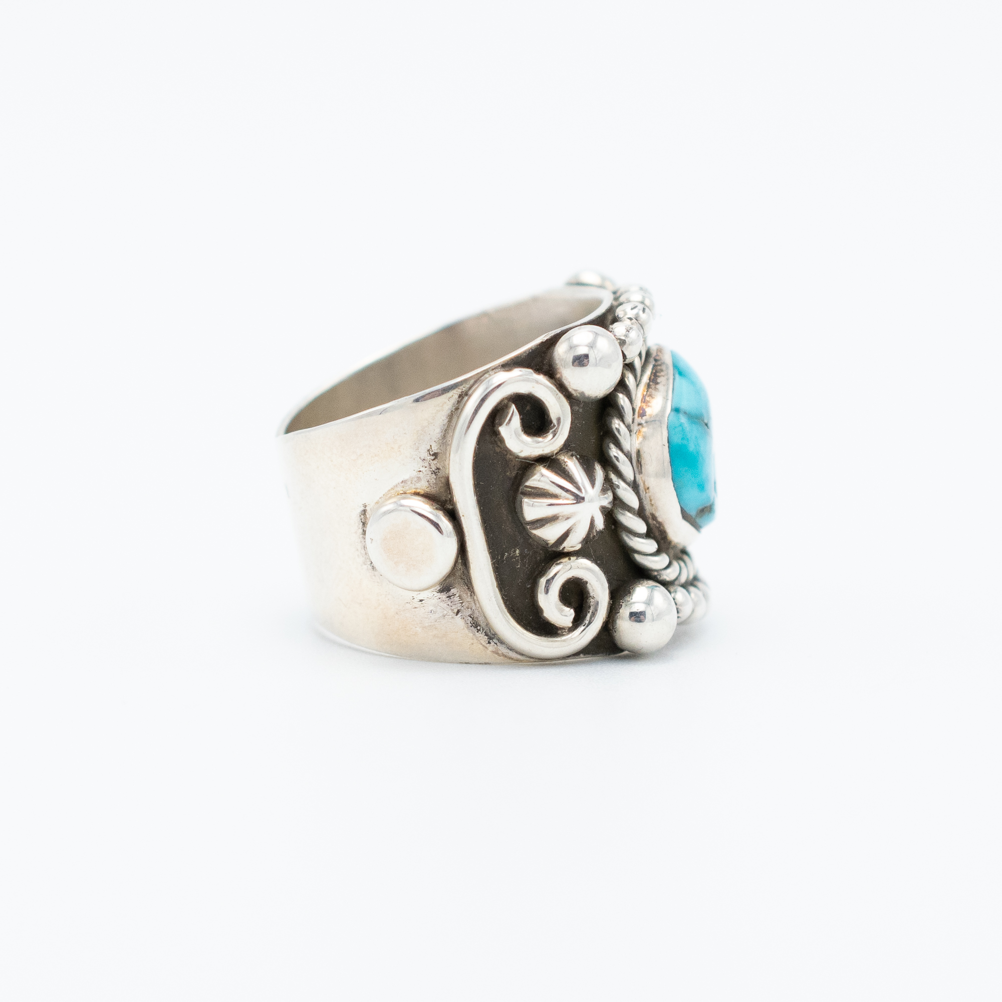 Apache Blue Turquoise Ring | Silver Sun
