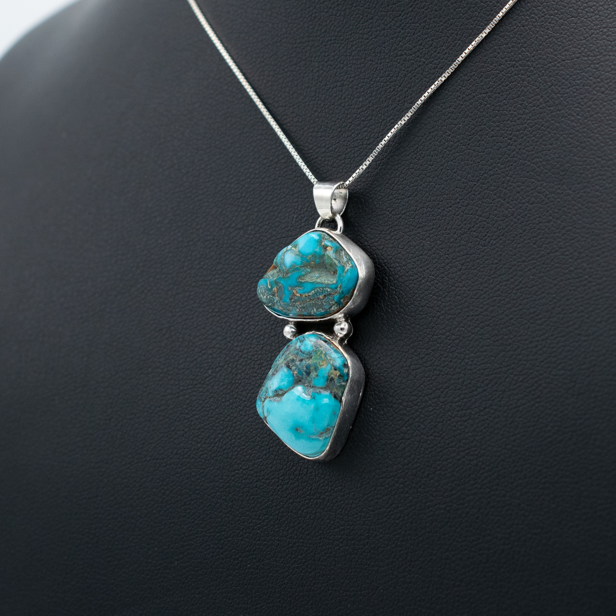 Apache Blue Turquoise Pendant | Silver Sun