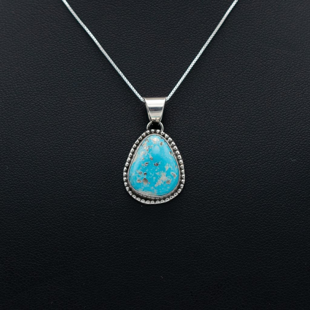 Blue Bird Turquoise Pendant | Silver Sun