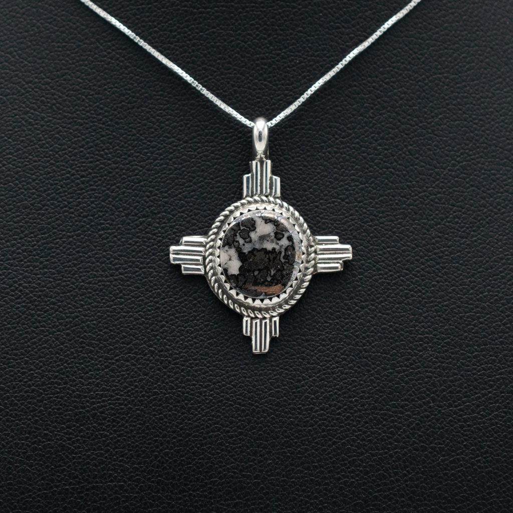 Natural Silver Zia Pendant | Silver Sun