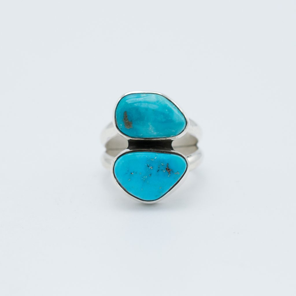 Natural Bucket Turquoise Ring | Silver Sun